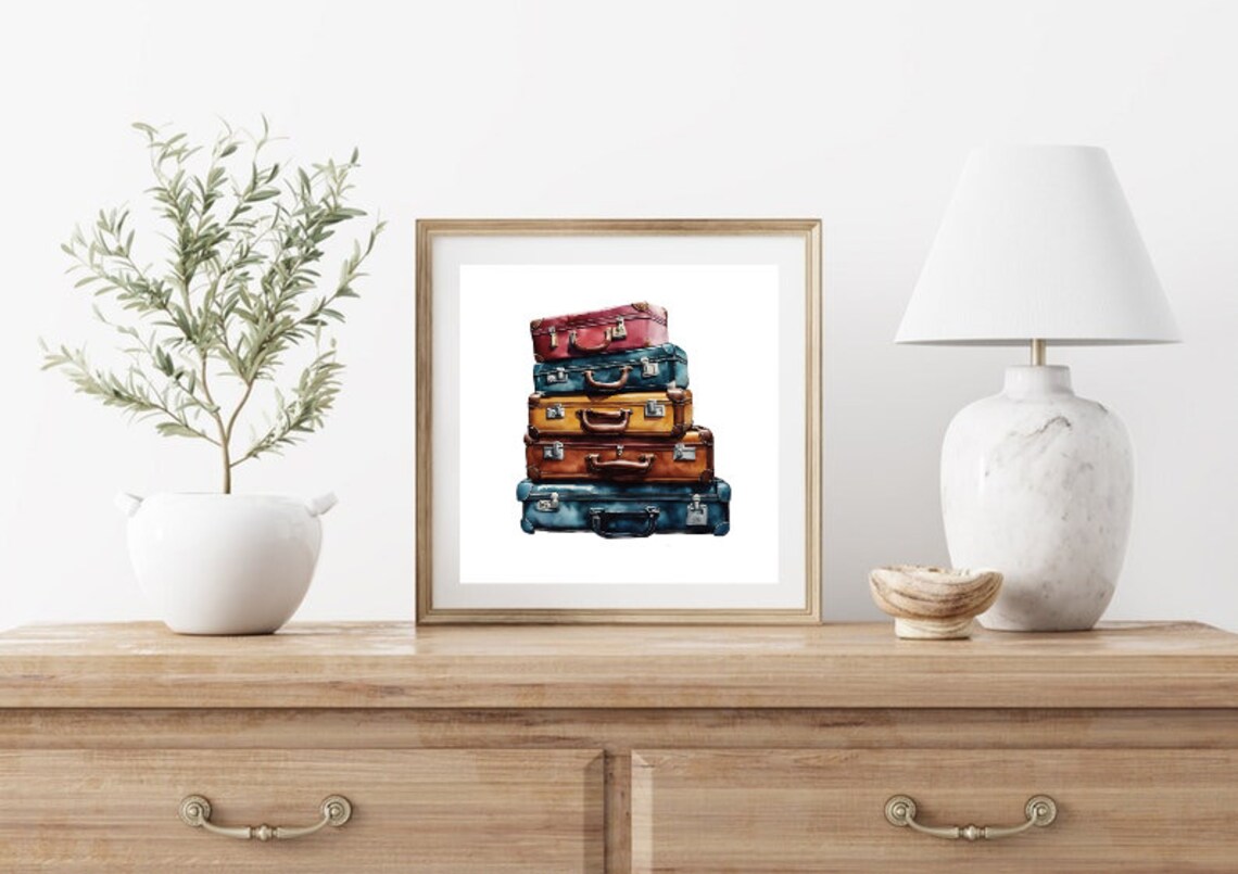 Retro Suitcase Wall Print/poster, Minimalist Printable Wall Art ...