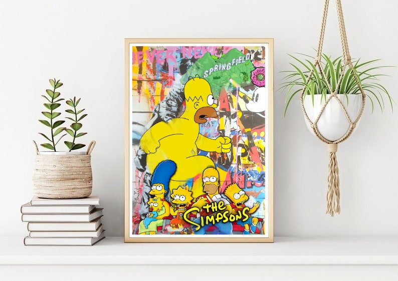 The Simpsons Graffiti Art Print, Classic Cartoon Wall Decor (digital ...