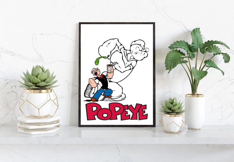 Popeye Poster/print, Vintage Cartoon Character Wall Print. Instant ...