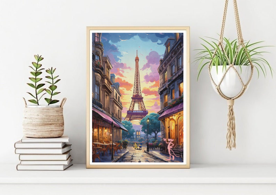 Pink Panther Paris Poster/print, Classic Cartoon Character Wall Print ...