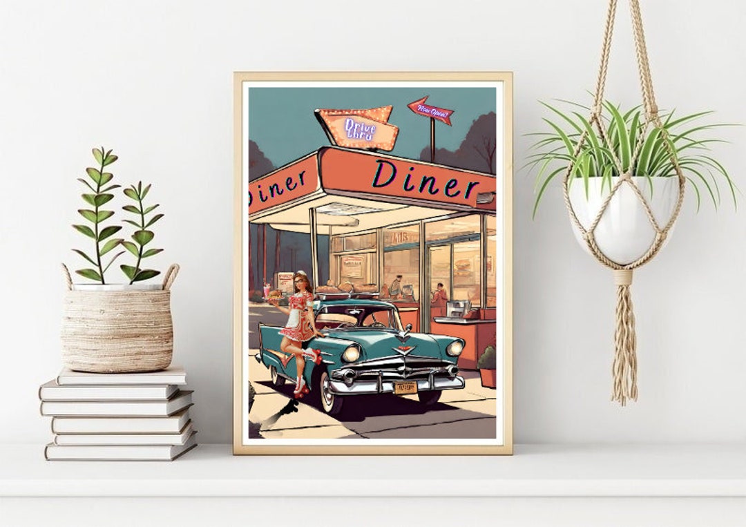 Retro American Diner Print/poster, Drive Thru Wall Print, Printable ...