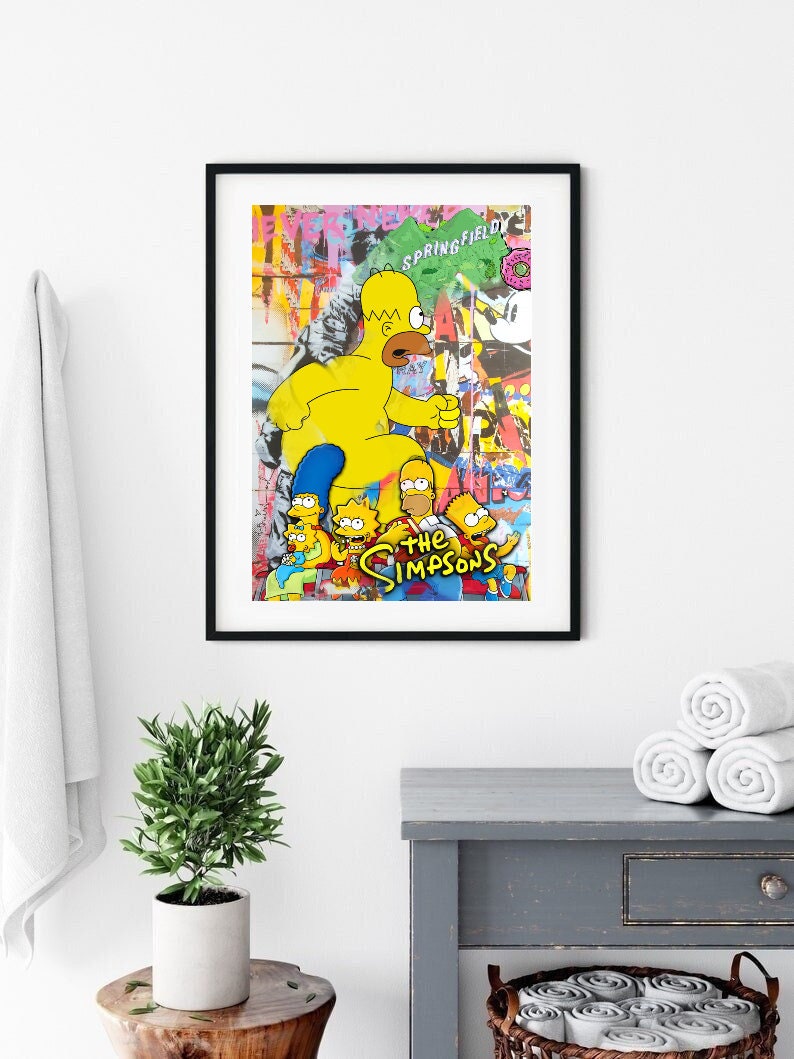 The Simpsons Graffiti Art Print, Classic Cartoon Wall Decor (digital ...