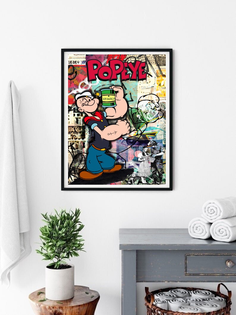 Popeye Graffiti Poster/print, Classic Cartoon Character Wall Print ...