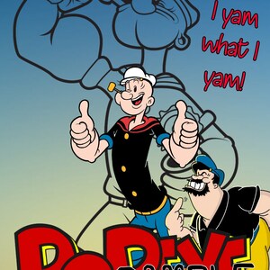 Popeye Print, Popeye Poster, Classic Cartoon Character Wall Print ...