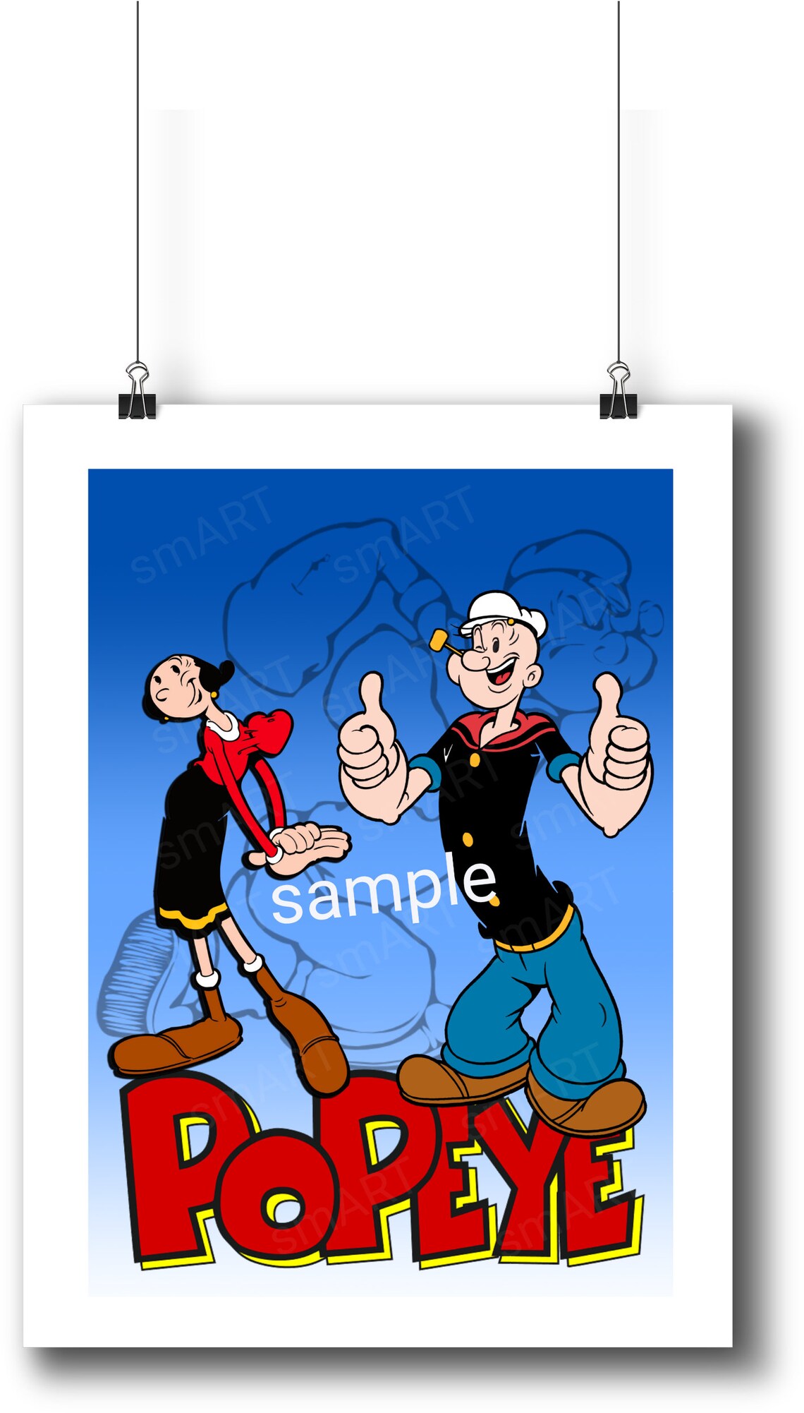Popeye Print, Popeye Poster, Classic Cartoon Character Wall Print ...