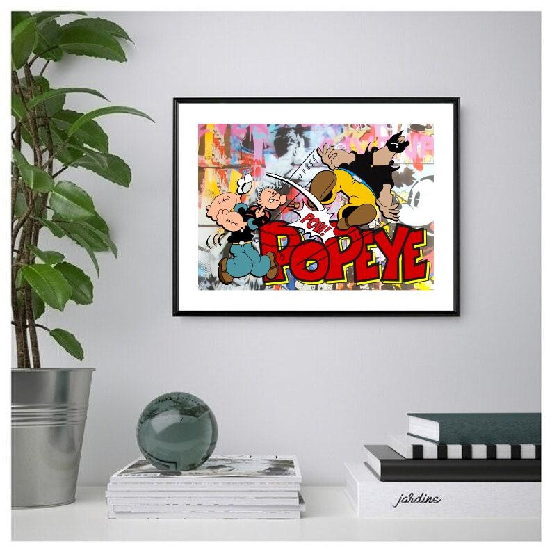 Popeye Graffiti Poster/print, Classic Cartoon Character Wall Print ...
