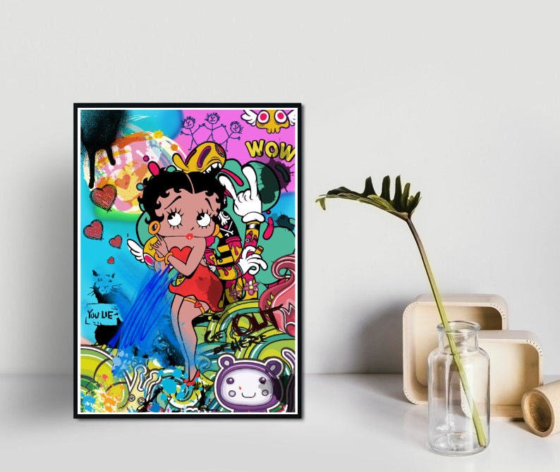Abstract Betty Boop Graffiti Poster Print, Classic Cartoon Character ...
