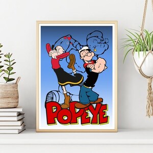Popeye Print Popeye Poster Classic Cartoon Character Wall - Etsy