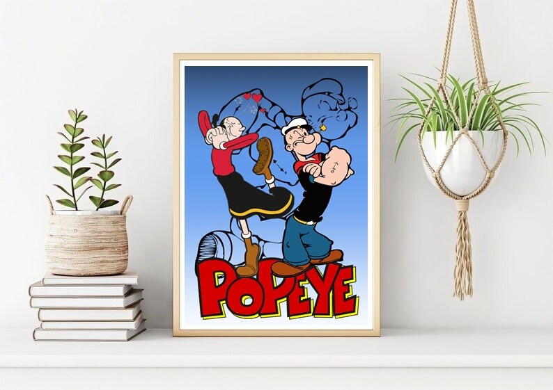 Popeye Print Popeye Poster Classic Cartoon Character Wall - Etsy