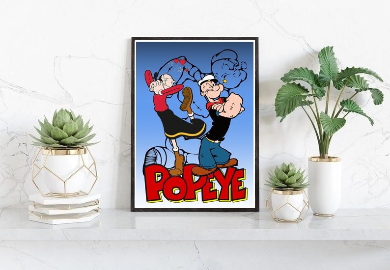 Popeye Print Popeye Poster Classic Cartoon Character Wall - Etsy