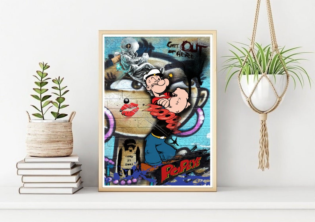 Popeye Graffiti Wall Art Print: Classic Cartoon Poster (digital ...