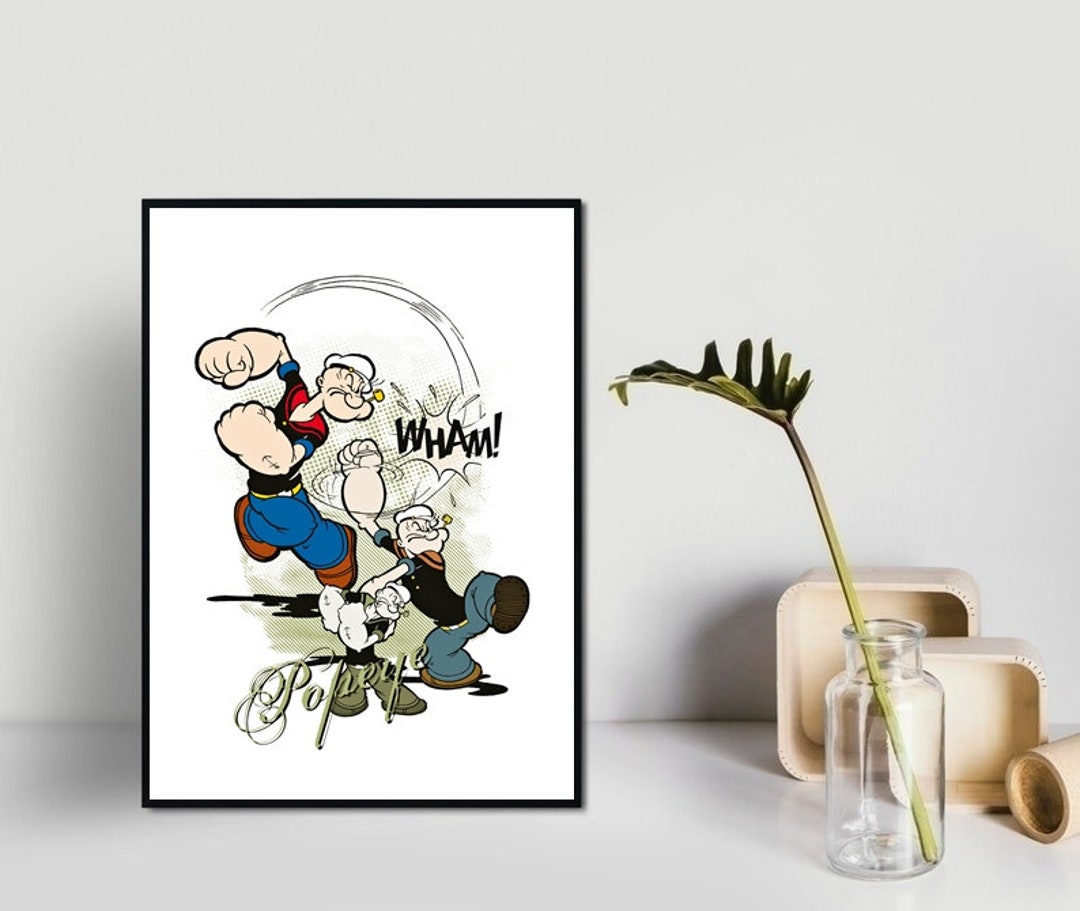 Vintage Popeye Poster/print, Popeye Wall Art, Cartoon Character Wall ...
