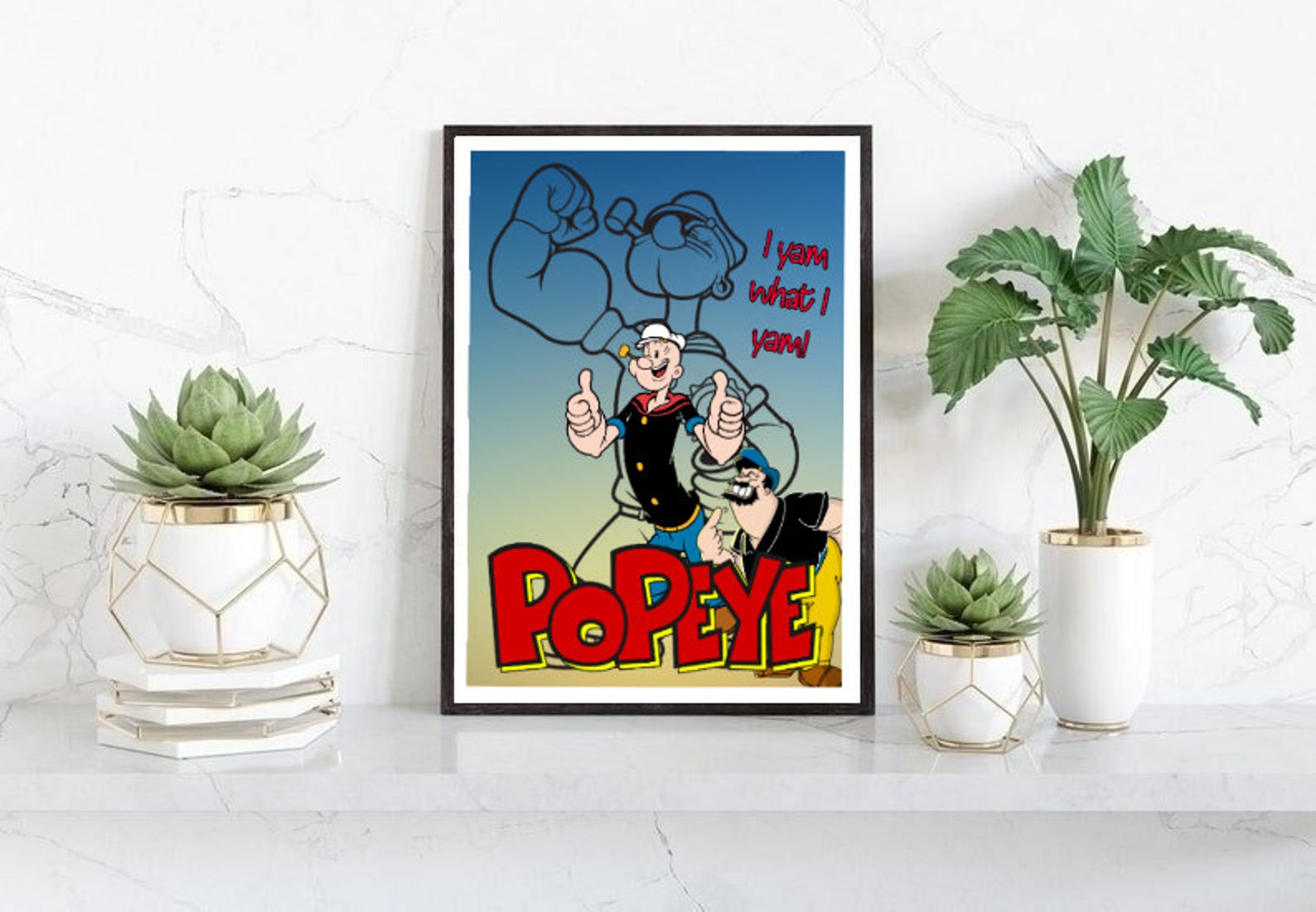 Popeye Print, Popeye Poster, Classic Cartoon Character Wall Print ...
