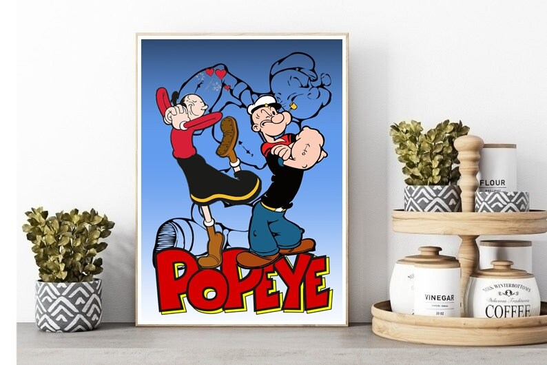 Popeye Print Popeye Poster Classic Cartoon Character Wall - Etsy