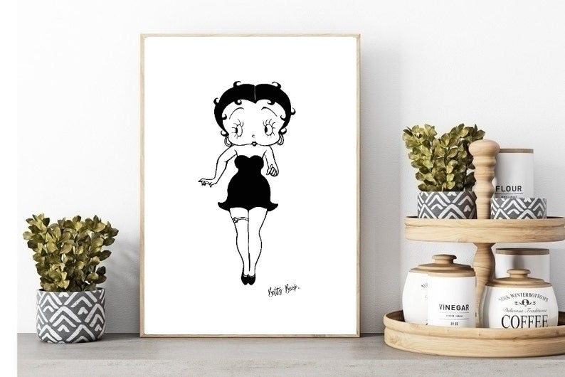 Betty Boop Poster, Betty Boop Print, Vintage Betty Boop Wall Print ...