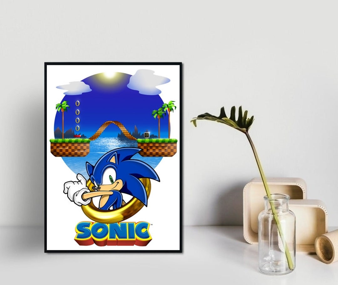 Video Game Poster, Arcade, Retro Video Game Print, Sonic the Hedgehog ...