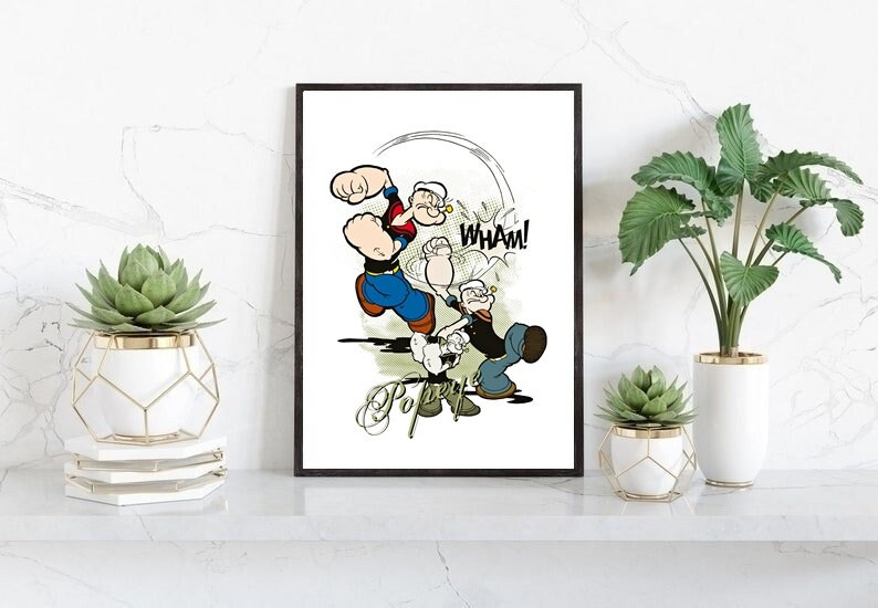 Vintage Popeye Poster/print, Popeye Wall Art, Cartoon Character Wall ...