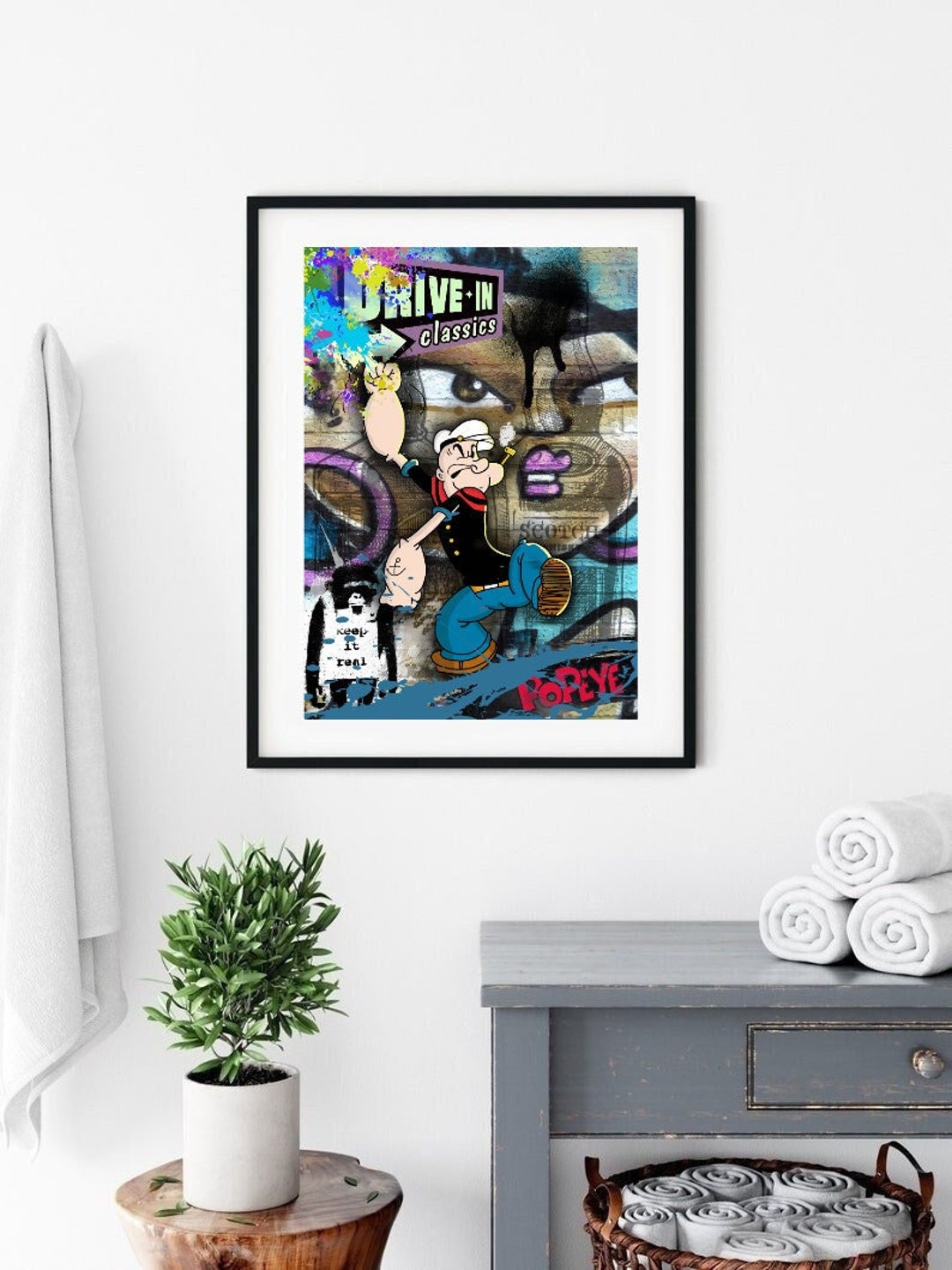 Popeye Graffiti Print/poster, Classic Character Wall Art, Printable ...
