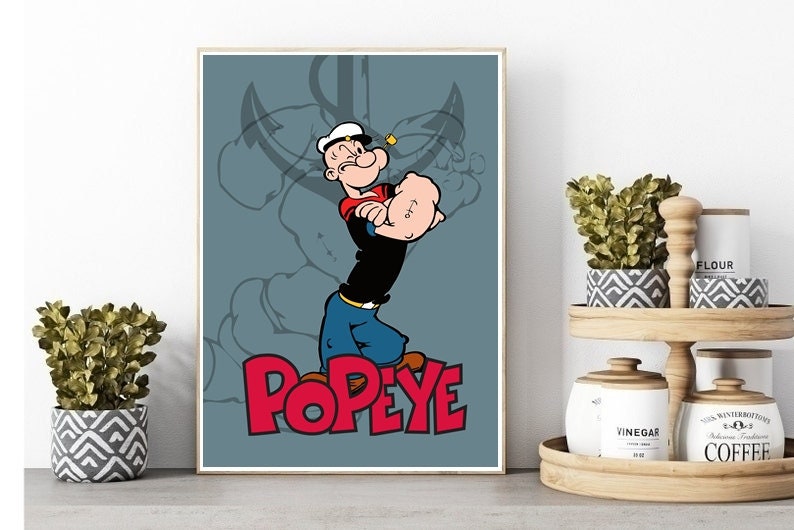 Popeye Print, Popeye Poster, Popeye Wall Print, Printable Popeye Wall ...