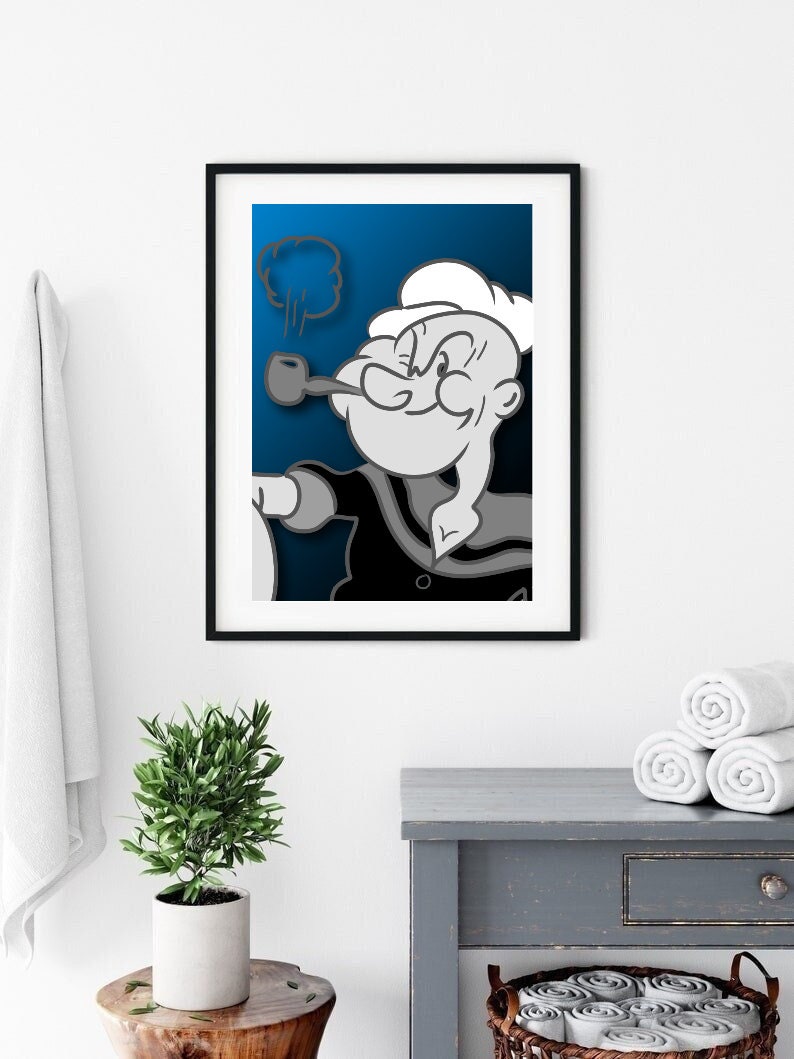 Popeye Cartoon Art Print: Classic Character Poster (digital Download ...