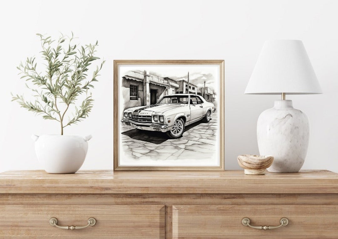 Muscle Car Sketch Print/poster, Race Car Wall Art, Printable Instant ...