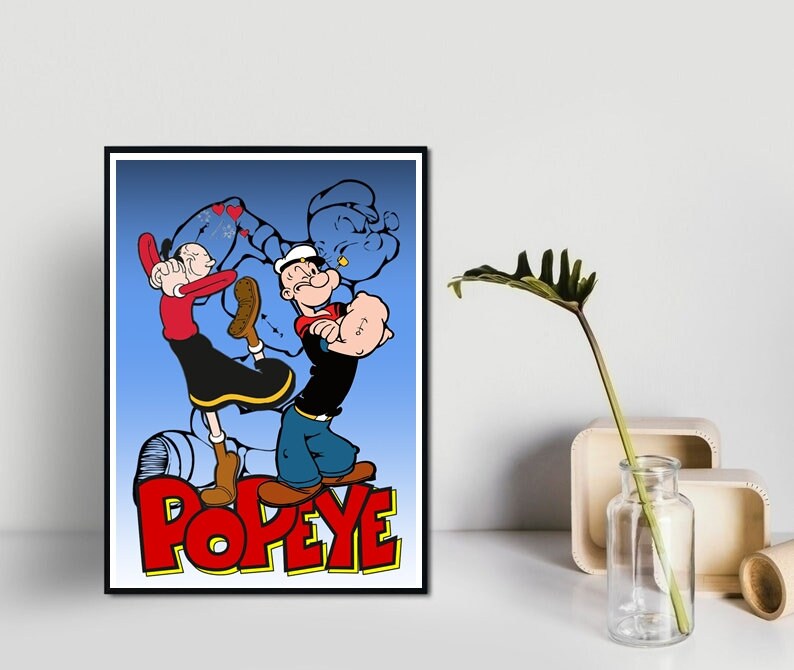 Popeye Print Popeye Poster Classic Cartoon Character Wall - Etsy