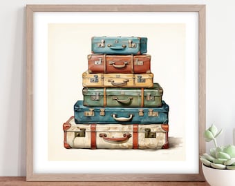 Retro Suitcase Wall Print/poster, Minimalist Printable Wall Art ...