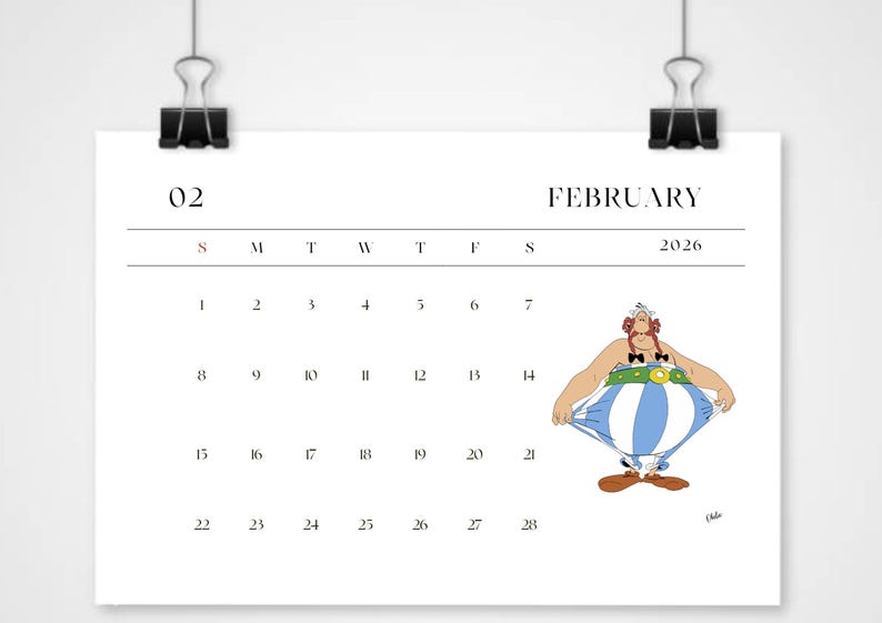 2026 Asterix Calendar A4 Printable: Nostalgic Comic Art (PDF Download ...
