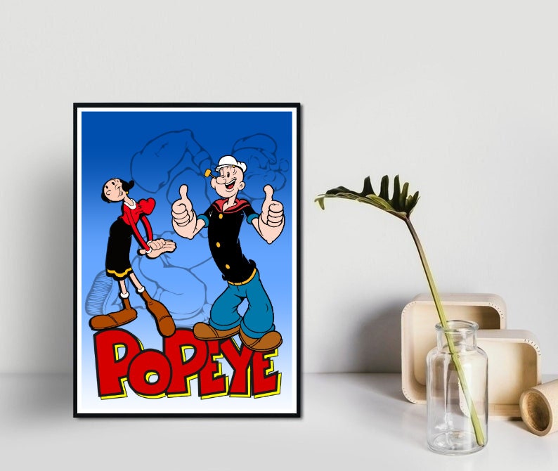 Popeye and Olive Oyl Print: Classic Cartoon Wall Art (digital Download ...