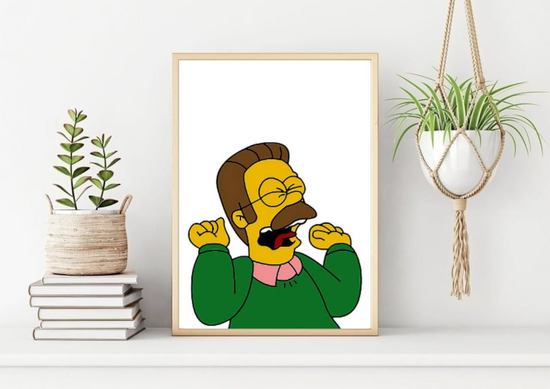 The Simpsons Ned Flanders Art Print: Classic Simpsons Cartoon (digital ...