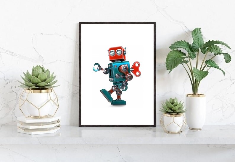 Retro Robot Poster/print, Nostalgic Wall Print, Printable Vintage Robot ...