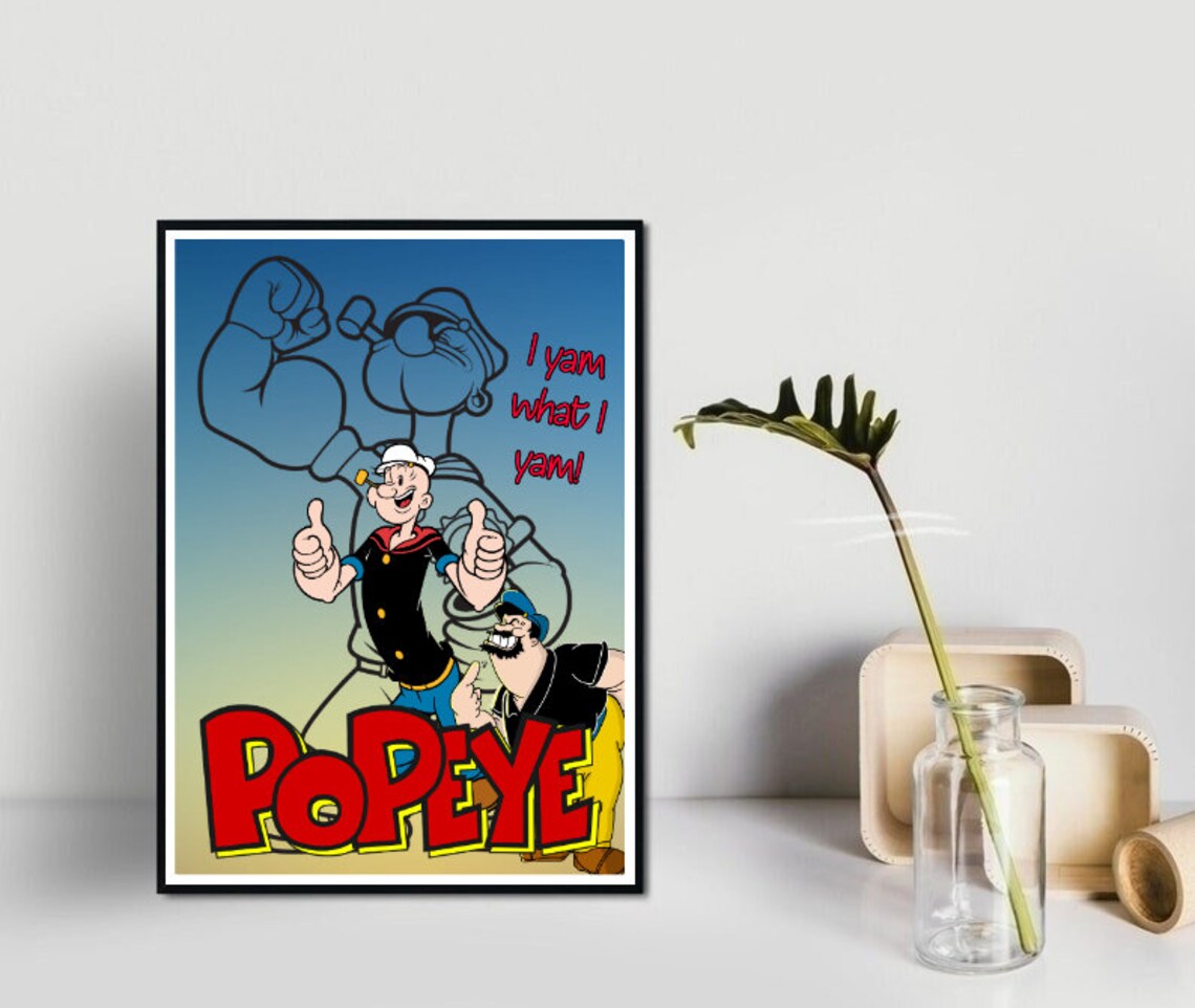 Popeye Print Popeye Poster Classic Cartoon Character Wall - Etsy