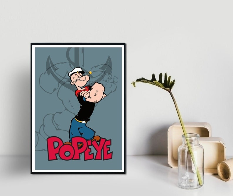 Popeye Print, Popeye Poster, Popeye Wall Print, Printable Popeye Wall Art, Instant Digital ...