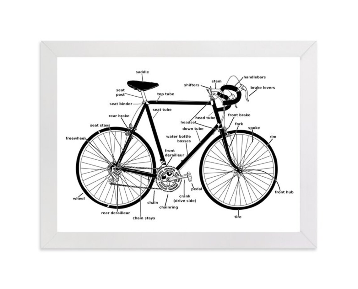 Cycle Diagram Poster/print, Racing Bike Wall Print, Printable Bike ...