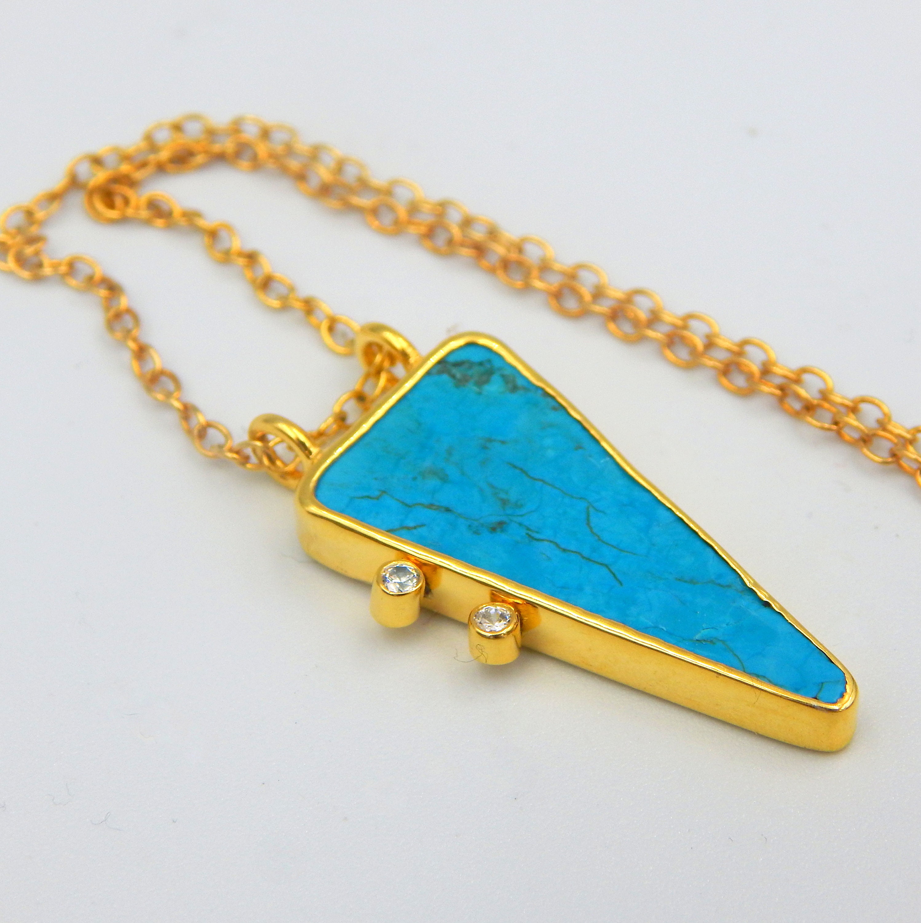 Turquoise Pendant Zircon Pendant Raw Gemstone Triangle - Etsy
