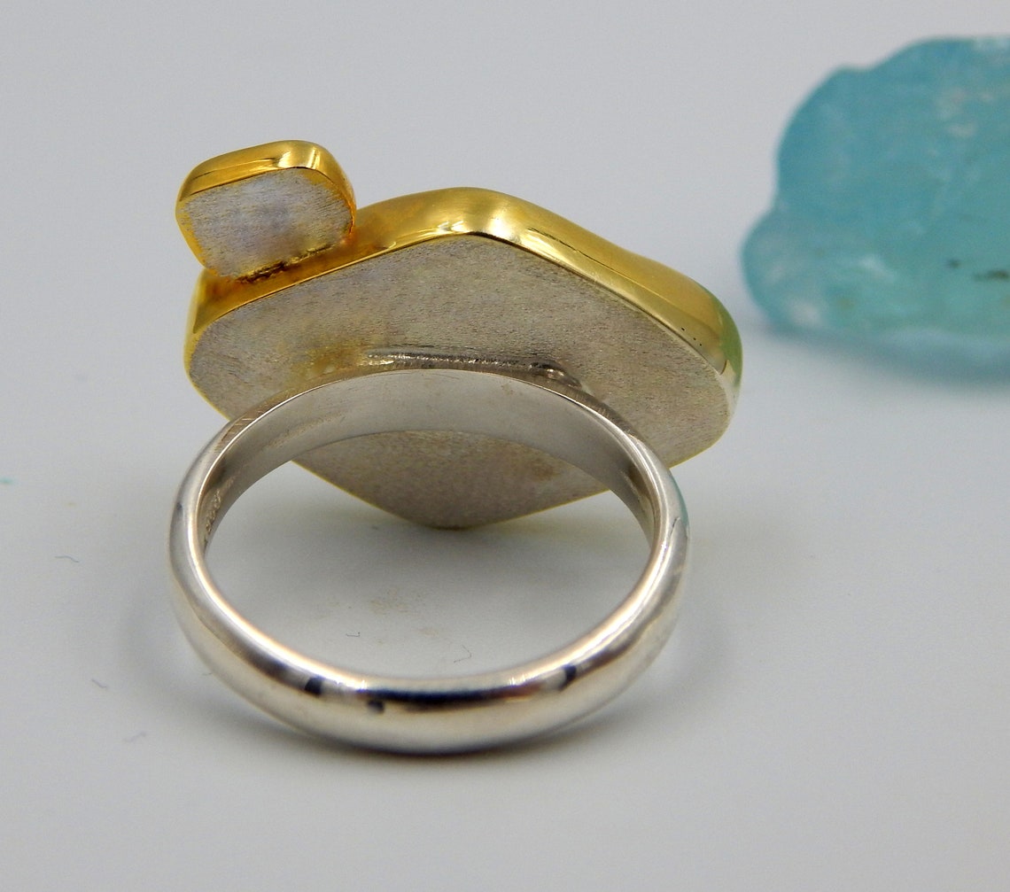 Aquamarine Ring Red Tourmaline Rough Raw Gemstone March | Etsy