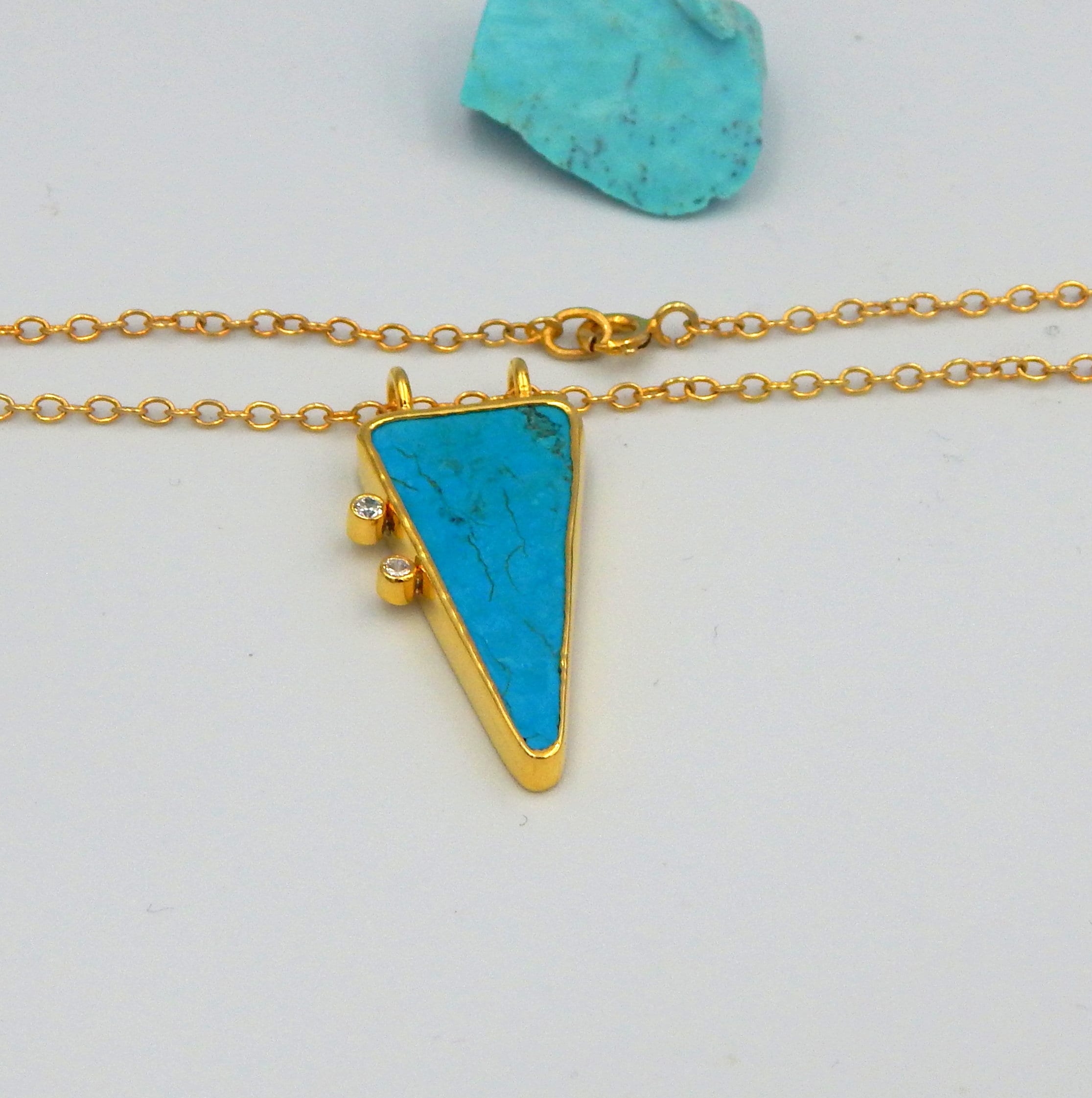 Turquoise Pendant Zircon Pendant Raw Gemstone Triangle - Etsy