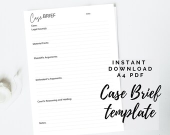 Law School Case Brief Template PDF Printable Law Student | Etsy