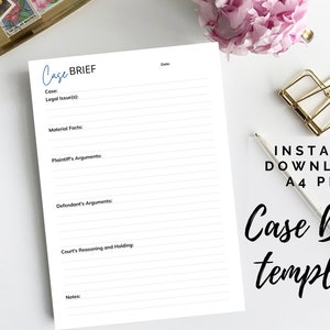 Law School - Case Brief Template PDF Printable, Law Student Template, Legal Case Brief Bundle - Etsy