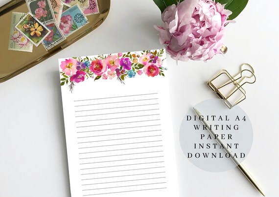 Digital Notepad Printable Stationery Writing Paper Letterhead | Etsy