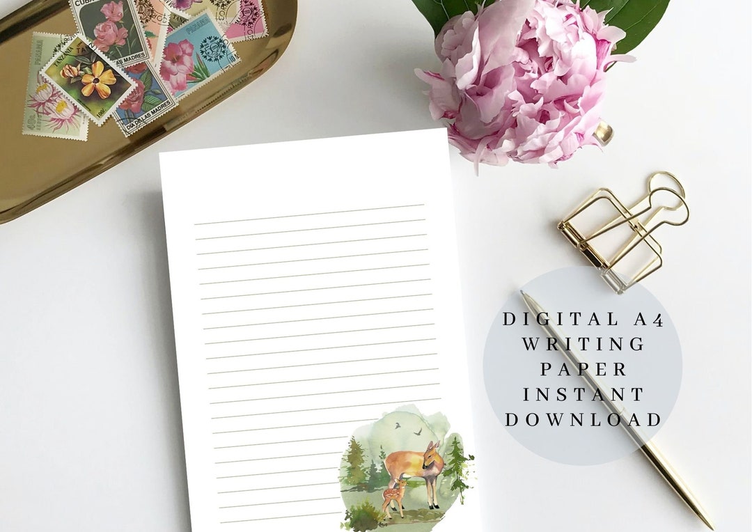 Deer Printable Notepad Printable Stationery Writing Paper Letterhead ...