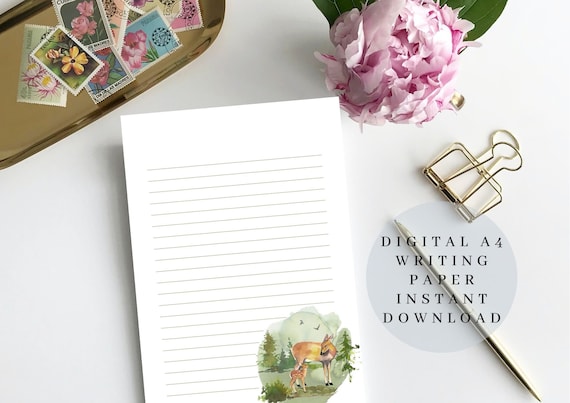 Deer Printable Notepad Printable Stationery Writing Paper | Etsy