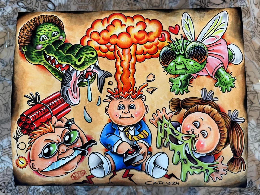 Garbage Pail Kids 11x14" GPK Tattoo Flash Painting PRINT - Etsy