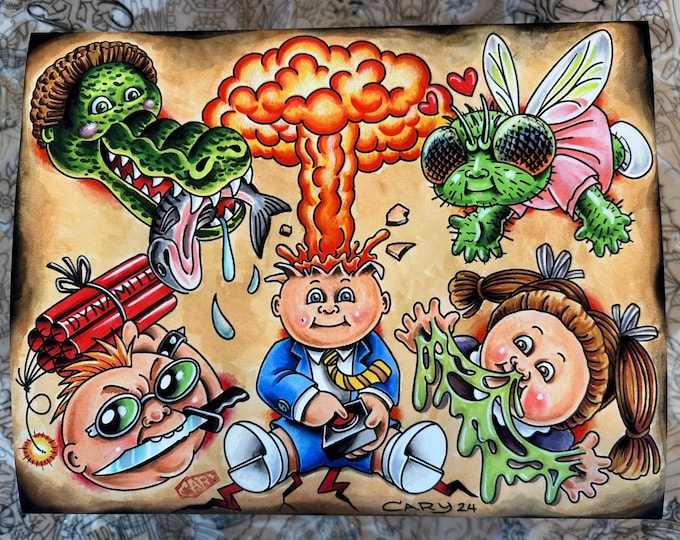 Garbage Pail Kids 11x14" GPK Tattoo Flash Painting PRINT - Etsy