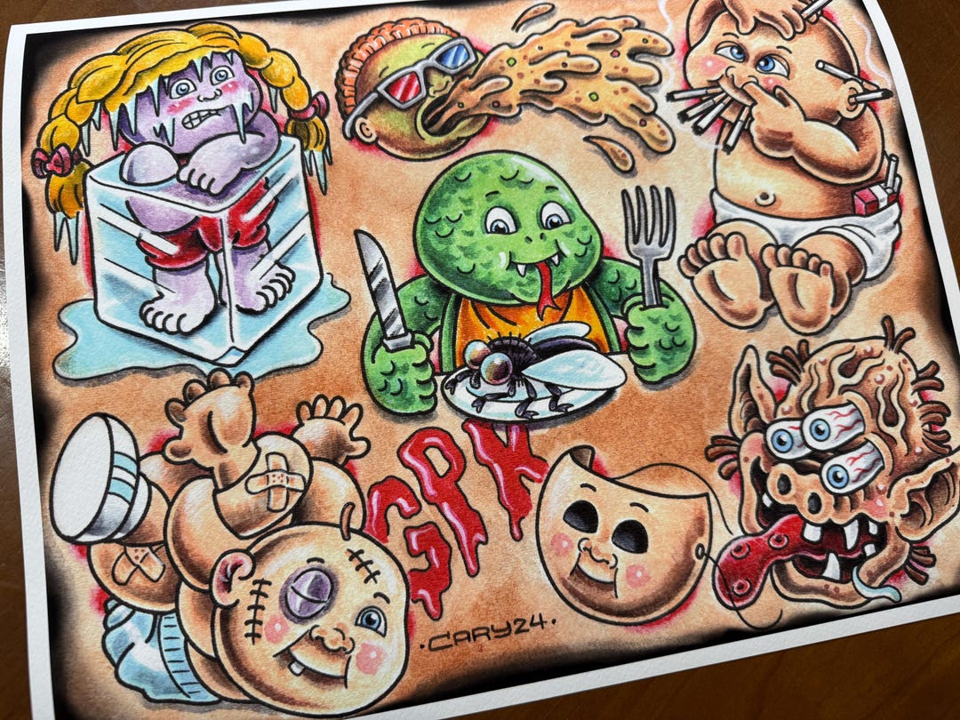 Garbage Pail Kids GPK Tattoo Flash Painting PRINT - Etsy
