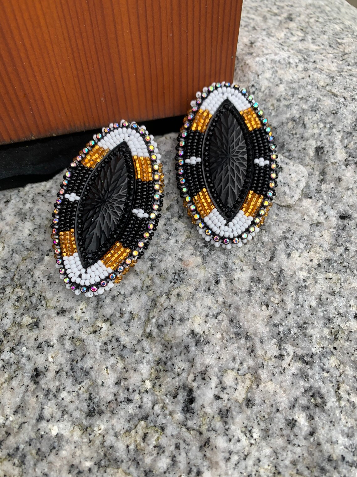 Native American Diamond Shaped Beaded Earrings - Etsy