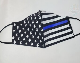 Thin Blue Line Face Mask Police Flag Design | Etsy