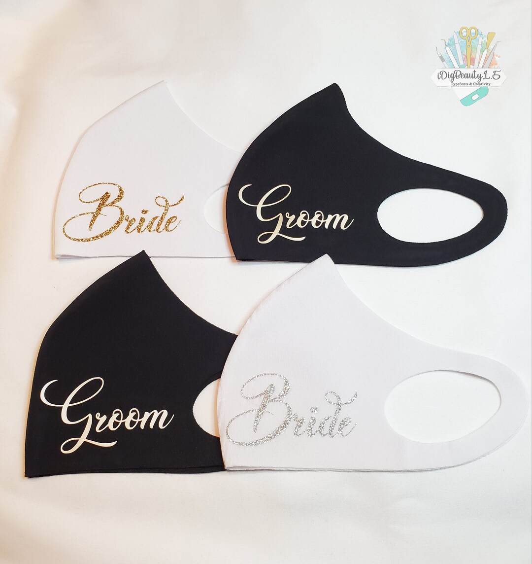 Bride & Groom Face Masks | SET | BRIDE | GROOM - Etsy