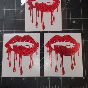 Vamp Lips Drip Decal | Drips | Vampire Lips | Fangs | CUSTOM SIZES - Etsy