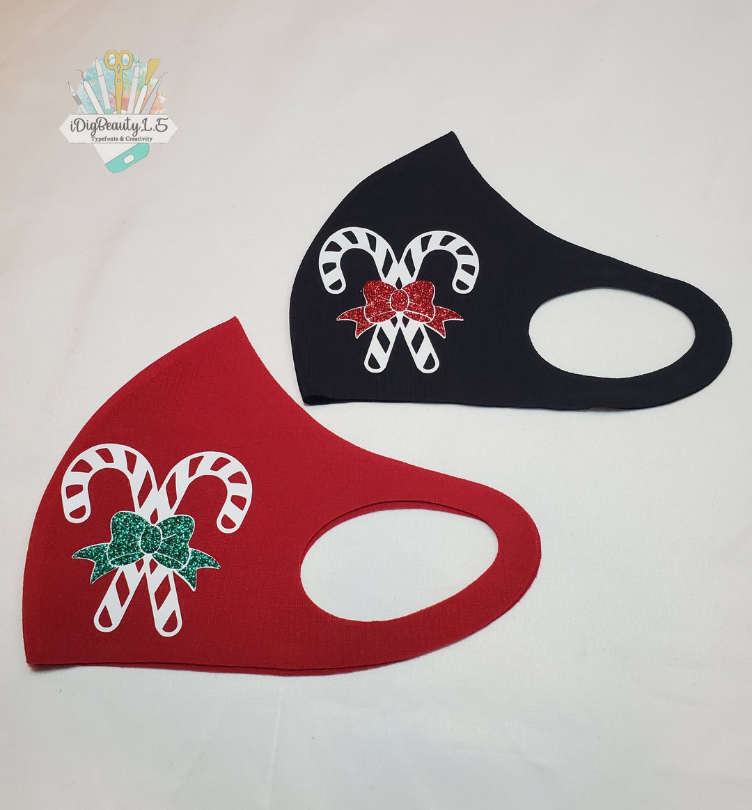 Candy Cane Face Mask | Candy Cane With Bow | Christmas Mask - Etsy